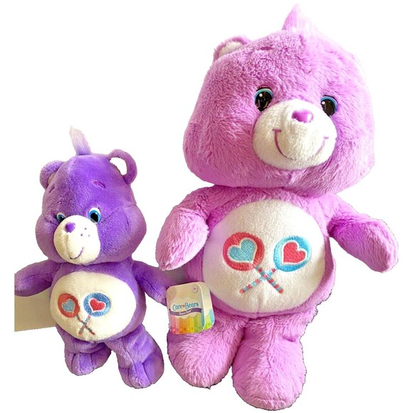 Hasbro | Toys | Care Bear Plush Lot Of 2 Share Bears Purple Pink ...